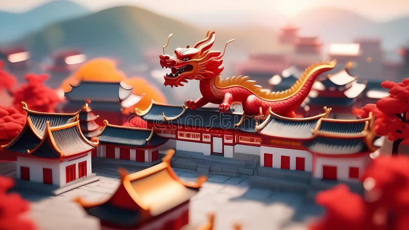 Miniature of a Chinese Traditional Village with Tilt Shift Effect ...