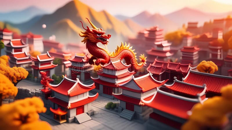 Miniature of a Chinese Traditional Village with Tilt Shift Effect ...