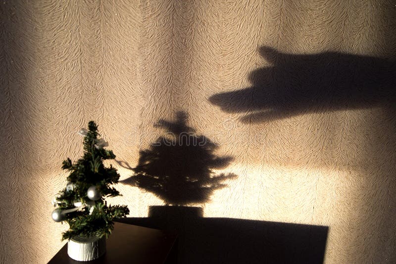 Miniature Christmas Tree with a Shadow Stock Image - Image of figure ...