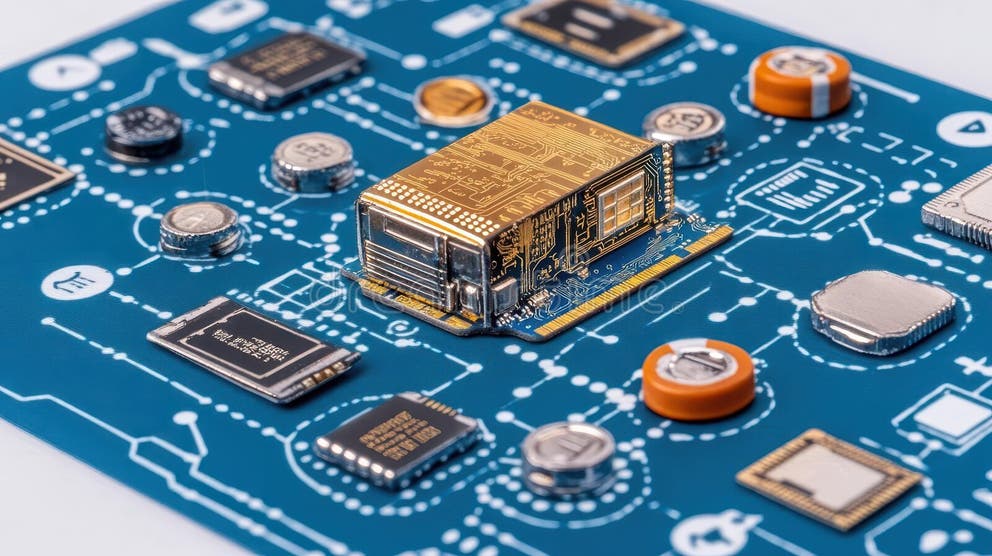 Miniature Circuit Board Components Stock Photo - Image of industrial ...