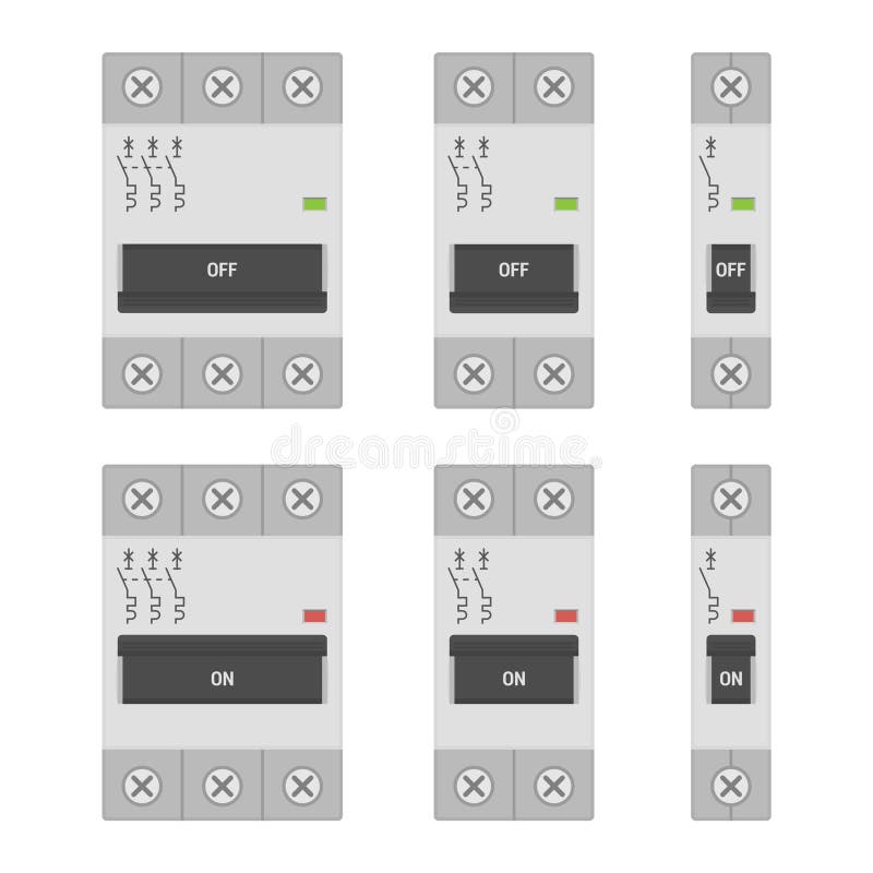 Miniature Circuit Breakers for DIN Rail Mount Stock Illustration ...