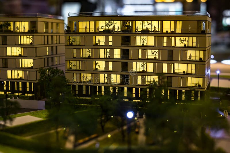 Miniature City with Apartment Complex Building Stock Photo - Image of ...