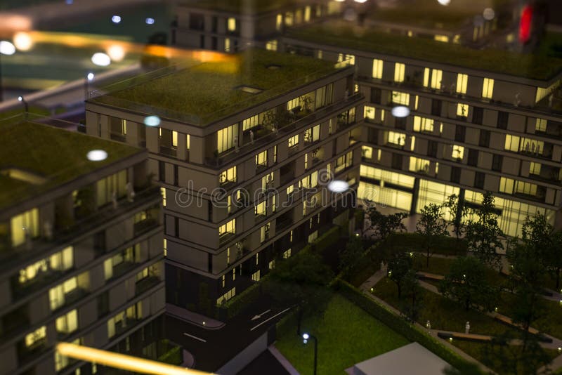Miniature City with Apartment Complex Building Stock Image - Image of ...