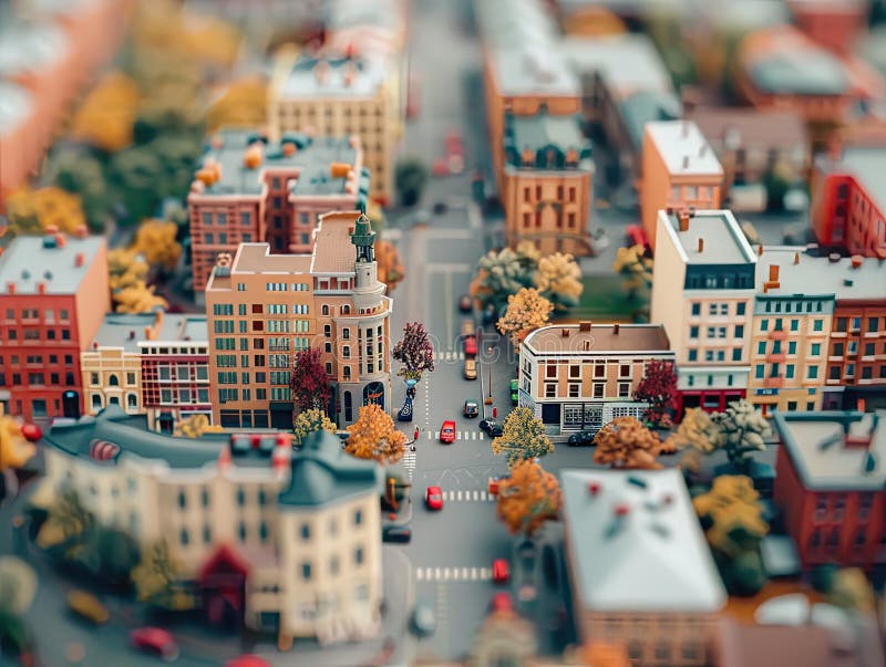 Miniature of the City with Cars. Miniature Model Stock Illustration ...