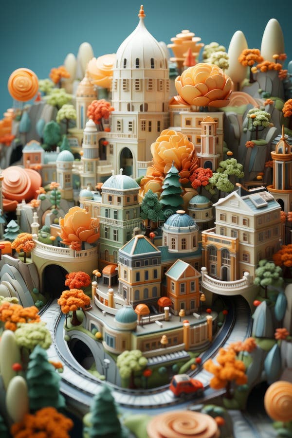 Miniature City Illustration, Created with Generative AI Stock Photo ...