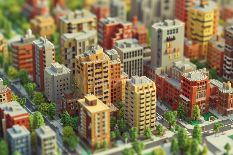 Miniature Cityscape with Tilt-shift Effect Stock Image - Image of high ...