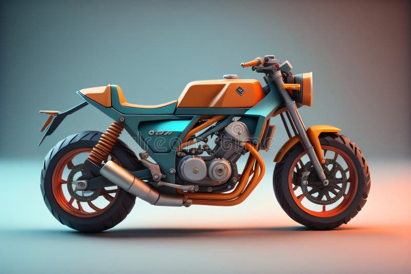 Miniature Classic Motocycle in 3D Render Stock Illustration ...