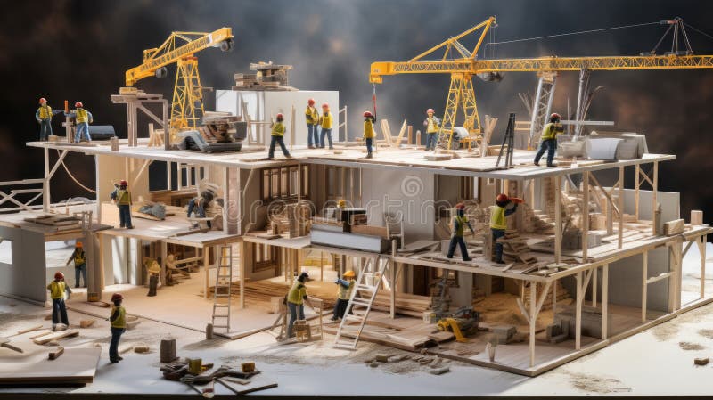 Miniature Construction Site with Small Figures Representing Workers ...