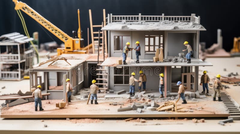 Miniature Construction Site with Small Figures Representing Workers ...