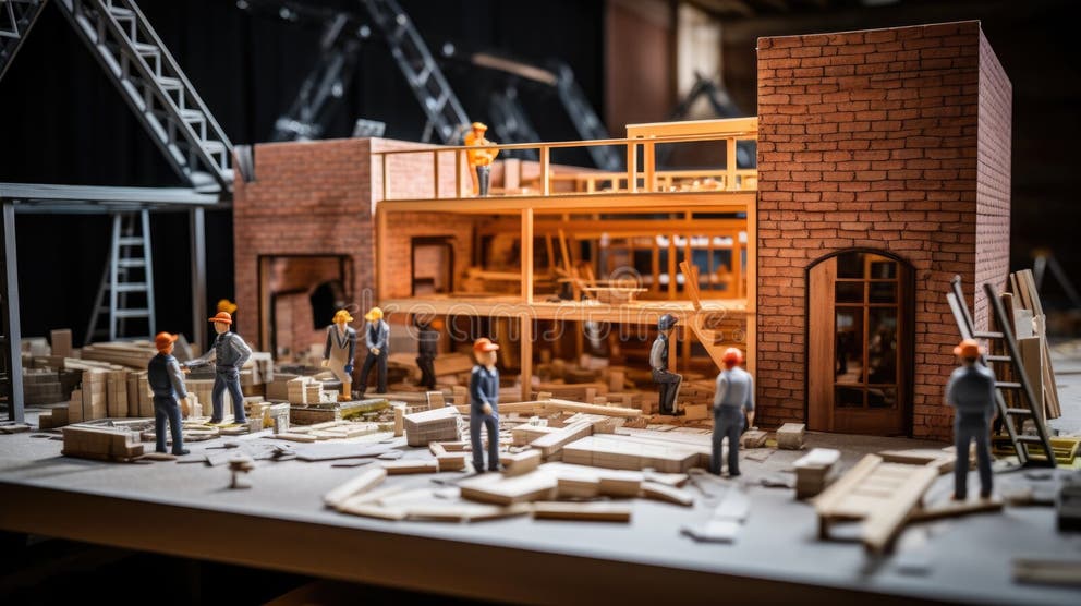 Miniature Construction Site with Small Figures Representing Workers ...