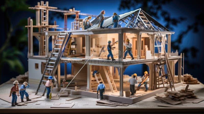 Miniature Construction Site with Small Figures Representing Workers ...