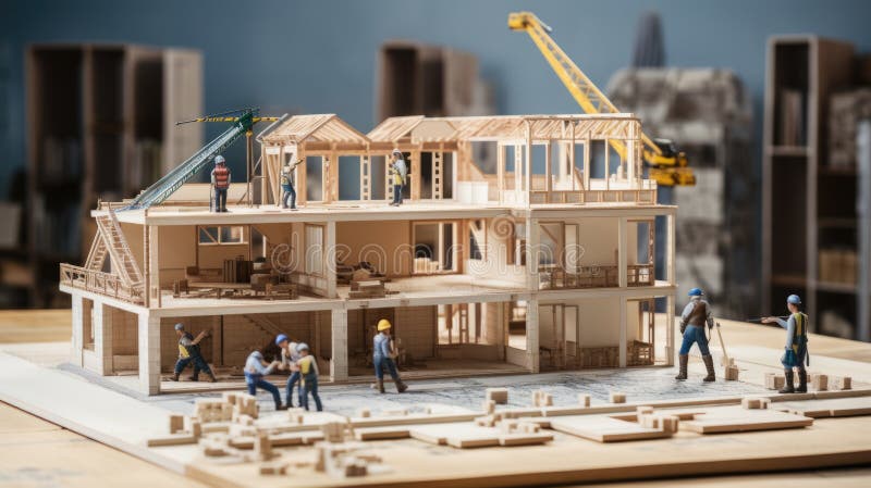 Miniature Construction Site with Small Figures Representing Workers ...