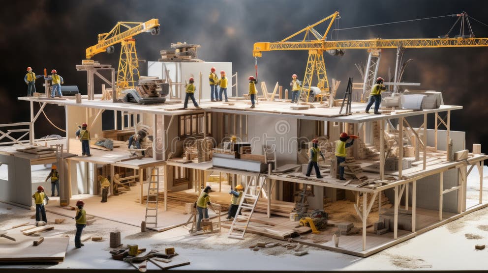 Miniature Construction Site with Small Figures Representing Workers ...
