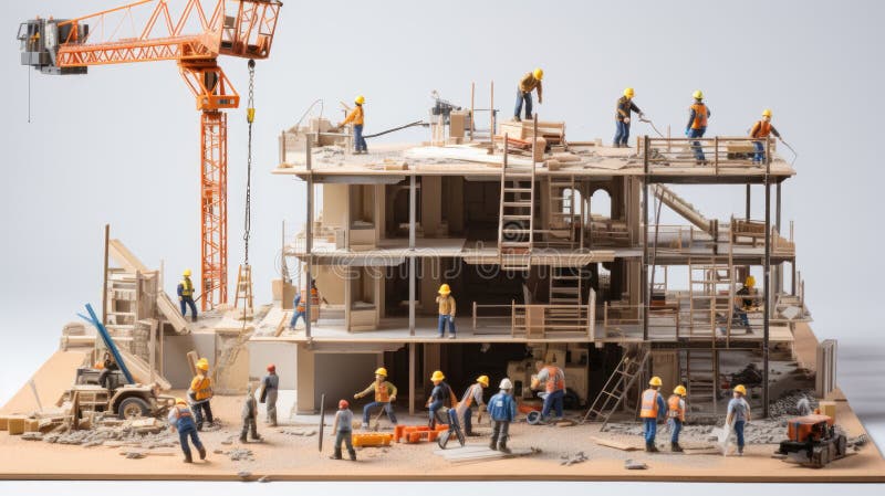 Miniature Construction Site with Small Figures Representing Workers ...