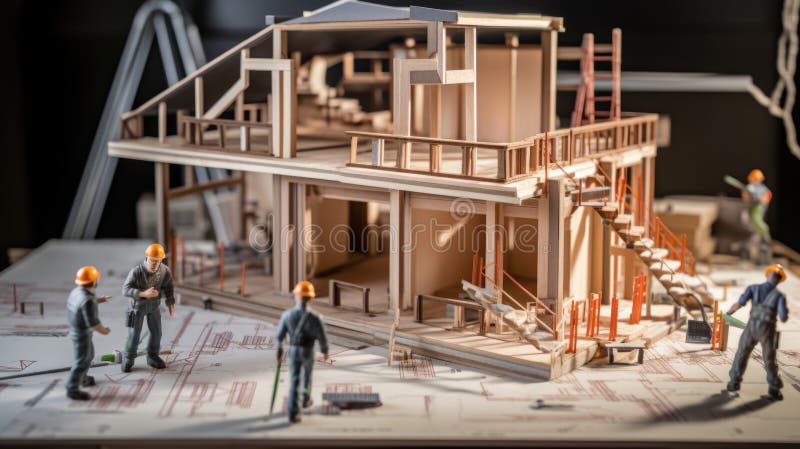 Miniature Construction Site with Small Figures Representing Workers ...