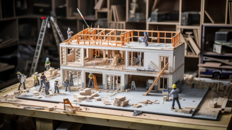 Miniature Construction Site with Small Figures Representing Workers ...