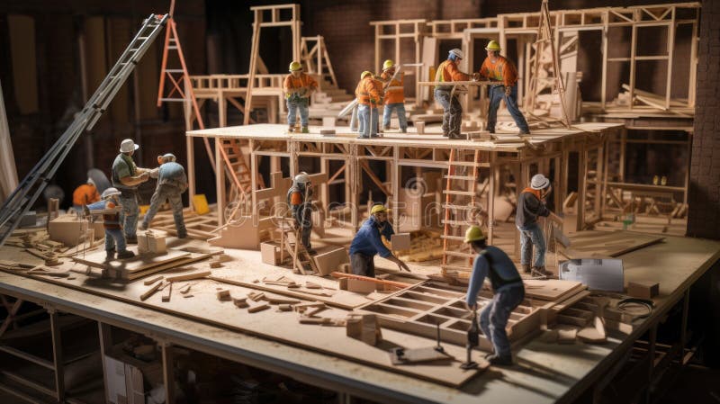 Miniature Construction Site with Small Figures Representing Workers ...