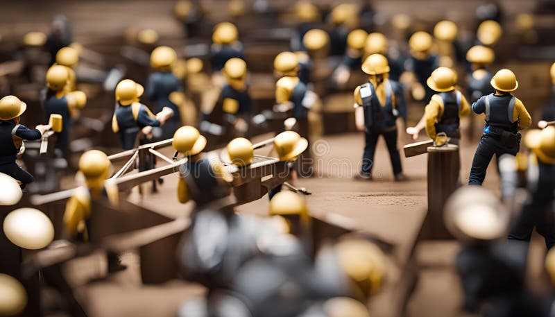 Miniature Construction Workers Stock Illustration - Illustration of ...