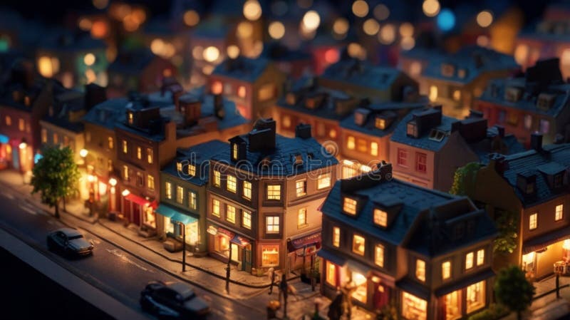 Miniature Detailed Night City Stock Photo - Image of screenshot ...