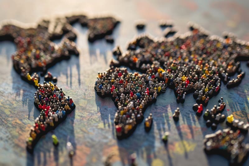 Miniature Diverse Figures Populating a World Map in a Symbolic ...