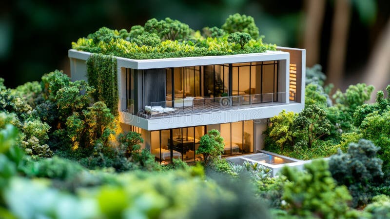 Eco-friendly Architecture Model Surrounded by Greenery Stock Image ...