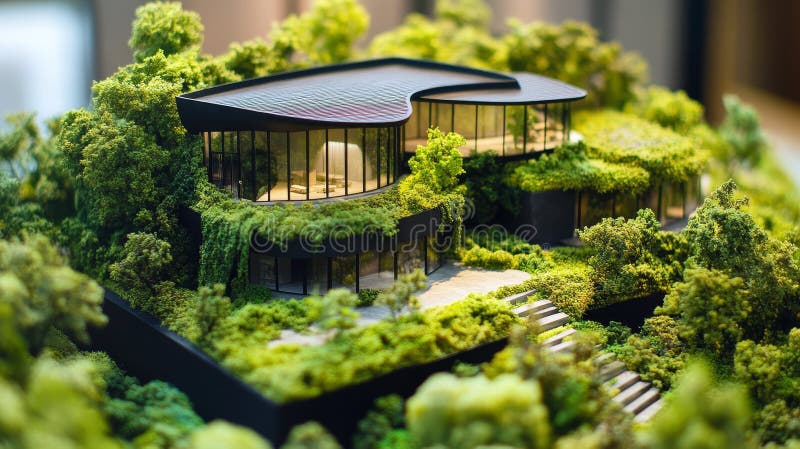 Eco-friendly Architecture Model Surrounded by Greenery Stock Photo ...
