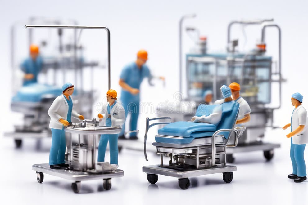 Miniature Engineers Fixing Computer Stock Illustration - Illustration ...