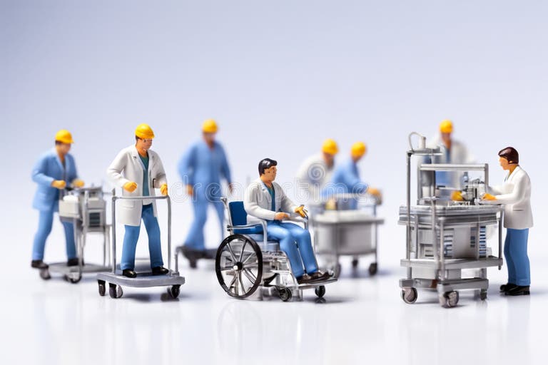 Miniature Engineers Fixing Computer Stock Illustration - Illustration ...