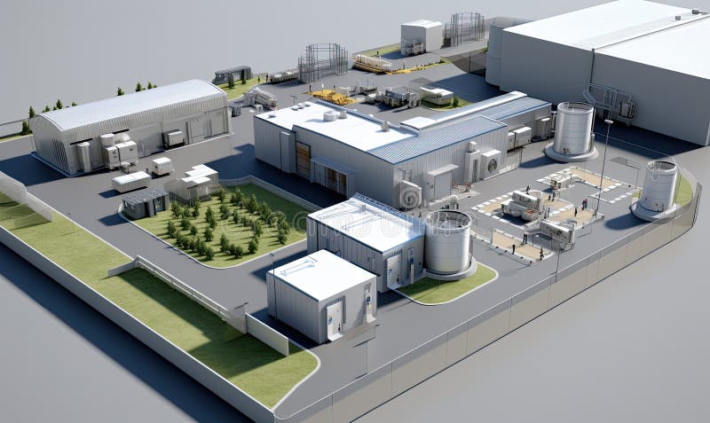 A Miniature Factory City with an Array of Industrial Structures Stock ...