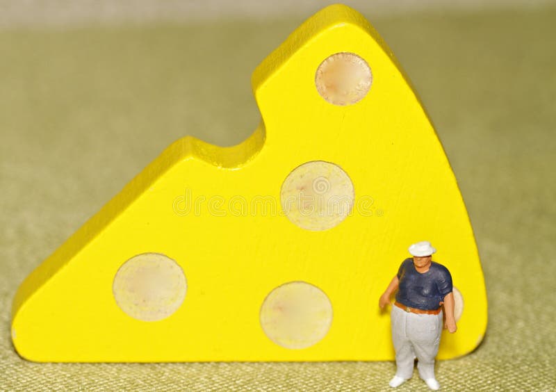Miniature of a Fat Man and a Slice of Cheese Stock Image - Image of ...