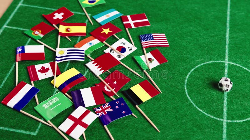 Miniature Field and Flags of World Soccer Cup States Stock Video ...