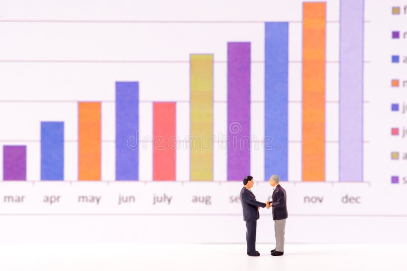 Miniature Figure Business People Looking at Bar Graph Chart Stock Image ...