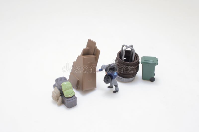 A Miniature Figure Scene Depicting Garbage Sorting Stock Image - Image ...