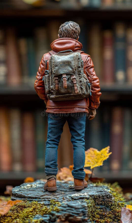 Miniature Figure of a Young Explorer in a Library Setting Stock Image ...