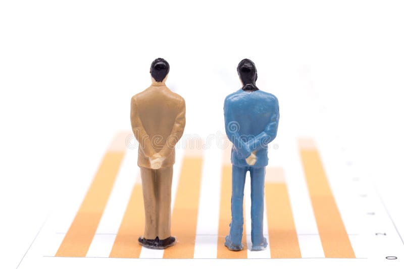 Miniature Figures Businessmen Standing on a Graph Chart Financial Stock ...