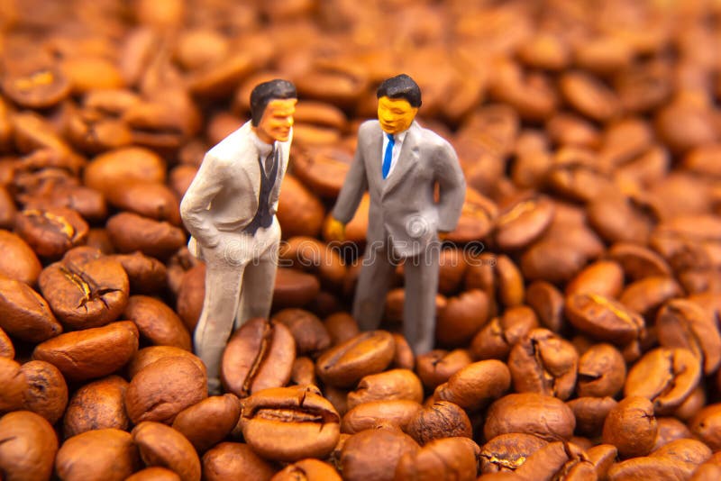 Miniature Figures People Roasted Coffee Beans Business Concept Stock ...