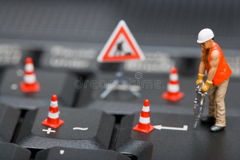 Miniature Figures Working on a Computer Keyboard. Stock Image - Image ...