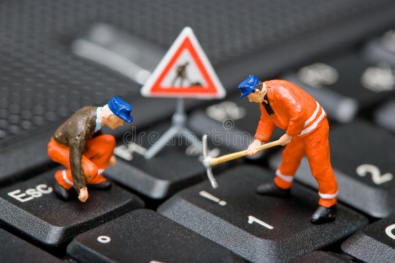 Miniature Figures Working on a Computer Keyboard. Stock Photo - Image ...
