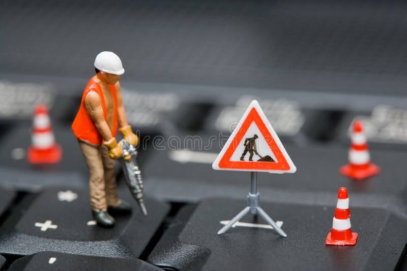 Miniature Figures Working on a Computer Keyboard. Stock Image - Image ...