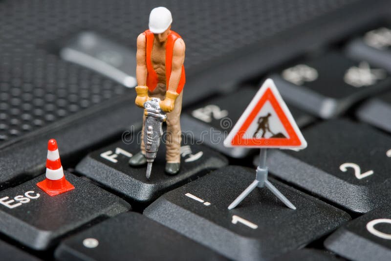 Miniature Figures Working on a Computer Keyboard. Stock Image - Image ...