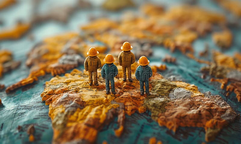Miniature Figures on World Map Stock Image - Image of adventure ...