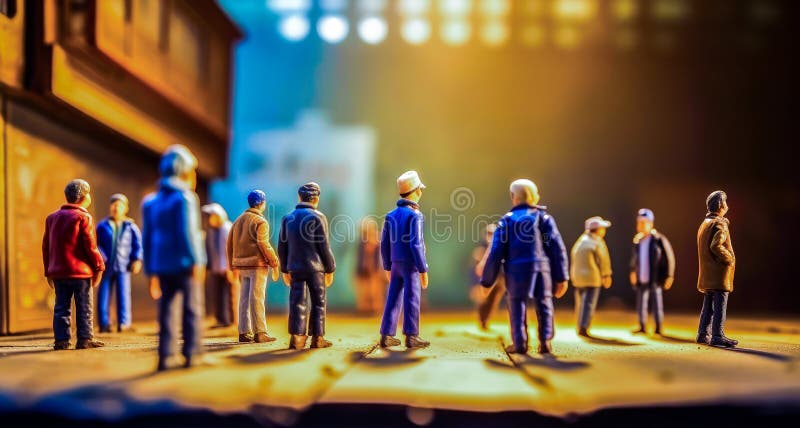 Miniature Figurines of People Standing in Front of Building. Generative ...
