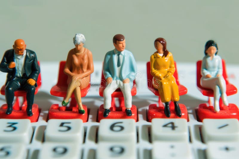 Miniature Figurines Sitting on Top of a Computer Keyboard, Suitable for ...