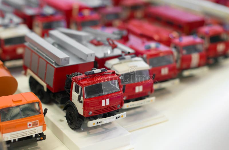 Miniature Fire Engine Car Models. Stock Image - Image of dealership ...