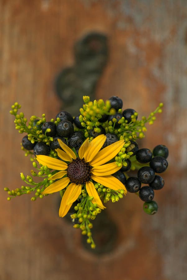 Miniature Flower Bouquet on Wooden Background Stock Image - Image of ...