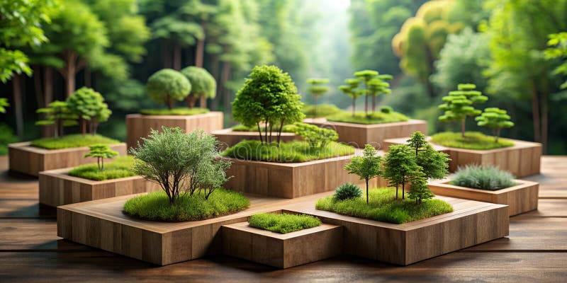 Miniature Forest on Hexagonal Platforms a Unique Art Piece AI-Generated ...