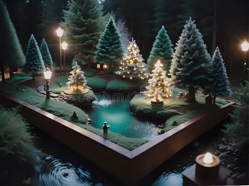 Miniature Forest with Trees, Christmas Stock Illustration ...