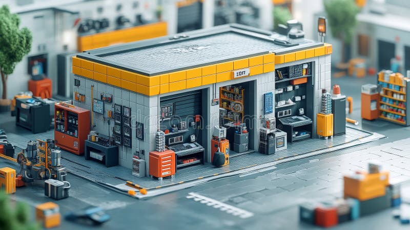A Miniature Garage stock illustration. Illustration of industry - 342891237