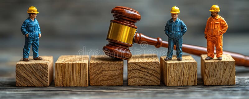 Miniature Gavel with Construction Worker Figures Representing Labor ...