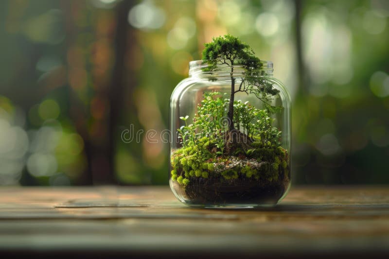 Miniature Glass Jar Ecosystem Stock Image - Image of terrarium ...